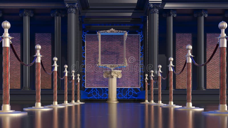 Gold Column Display Podium for Product. 3D Render Stock Illustration ...