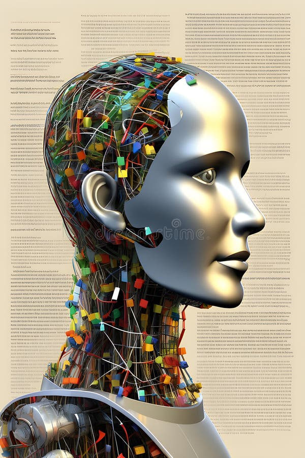 3d Android Robot Head. Generate Ai Stock Illustration - Illustration of ...