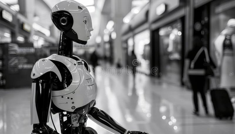 3D Android Robot Machine, Abstract Machine Learning Digital Technology ...