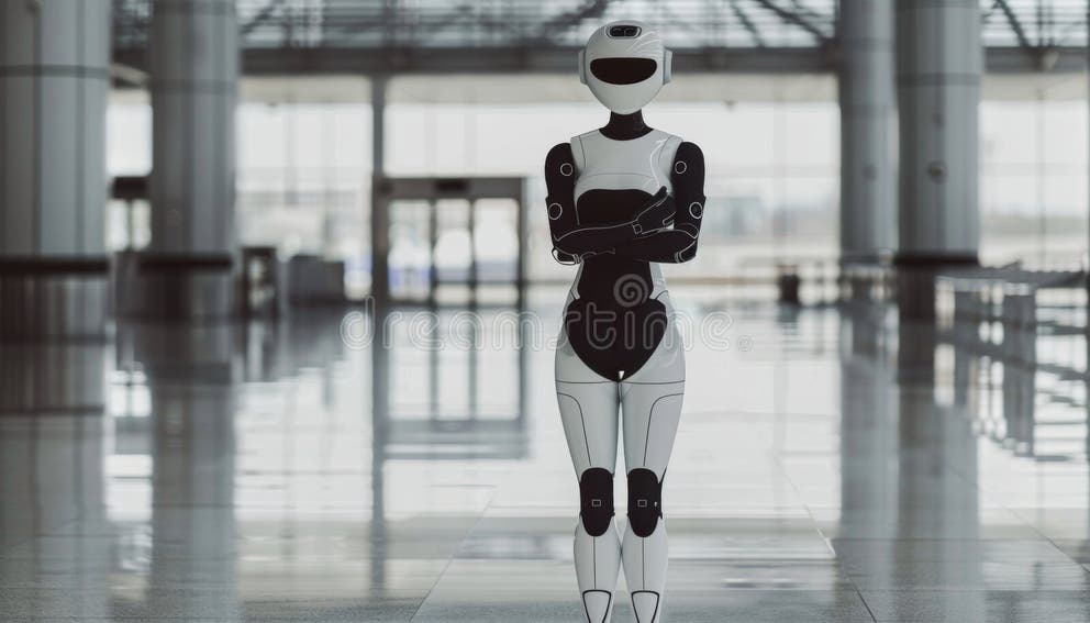 3D Android Robot Machine, Abstract Machine Learning Digital Technology ...