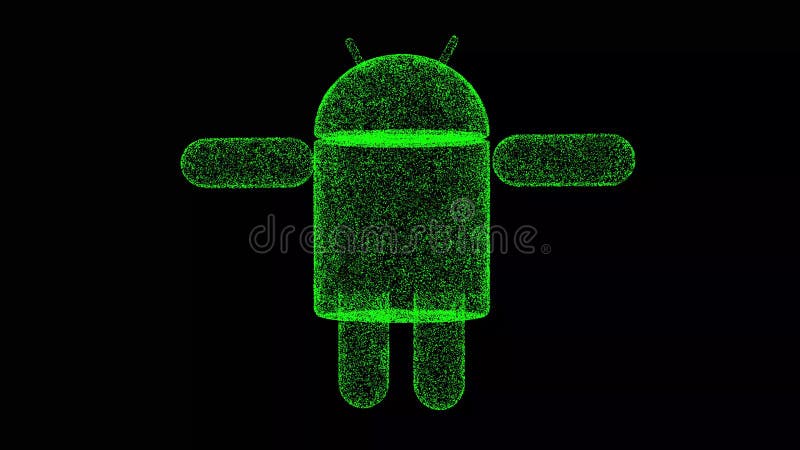 3D Android Robot Rotates on Black Bg. Business Advertising Backdrop ...