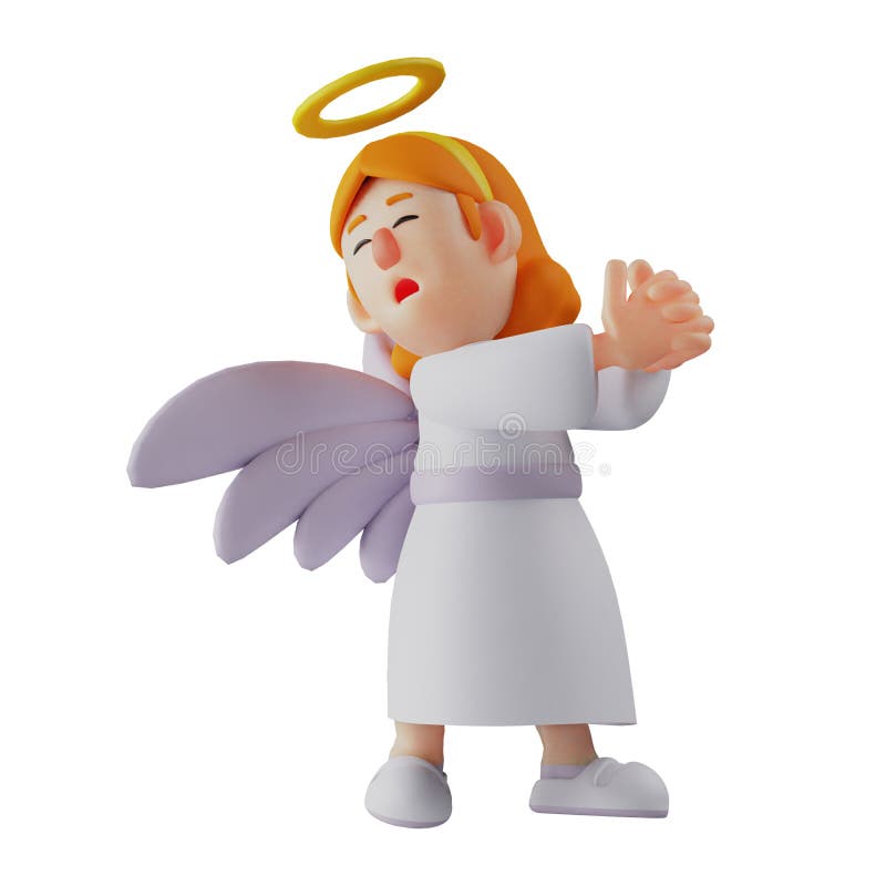 3D Angel Design with a Funny Expression Stock Illustration ...