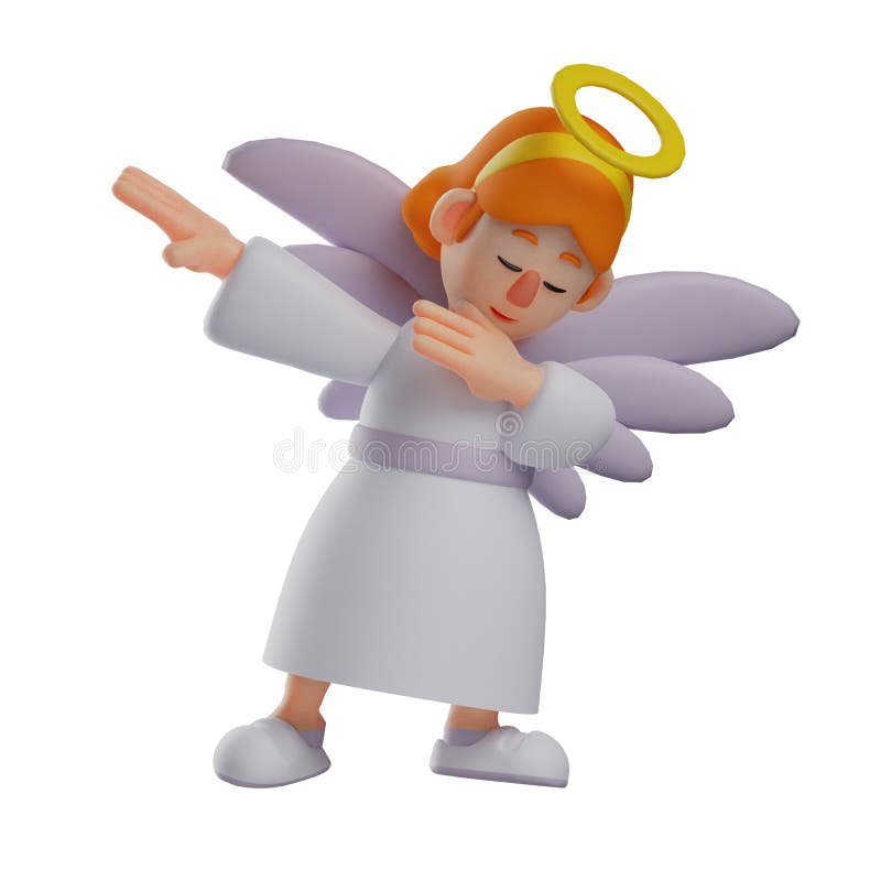 3D Angel Cartoon Design with Praying Pose Stock Illustration ...