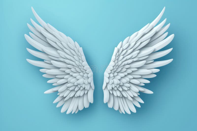 3D Angel Wings on Blue Background. Generative AI Stock Illustration ...