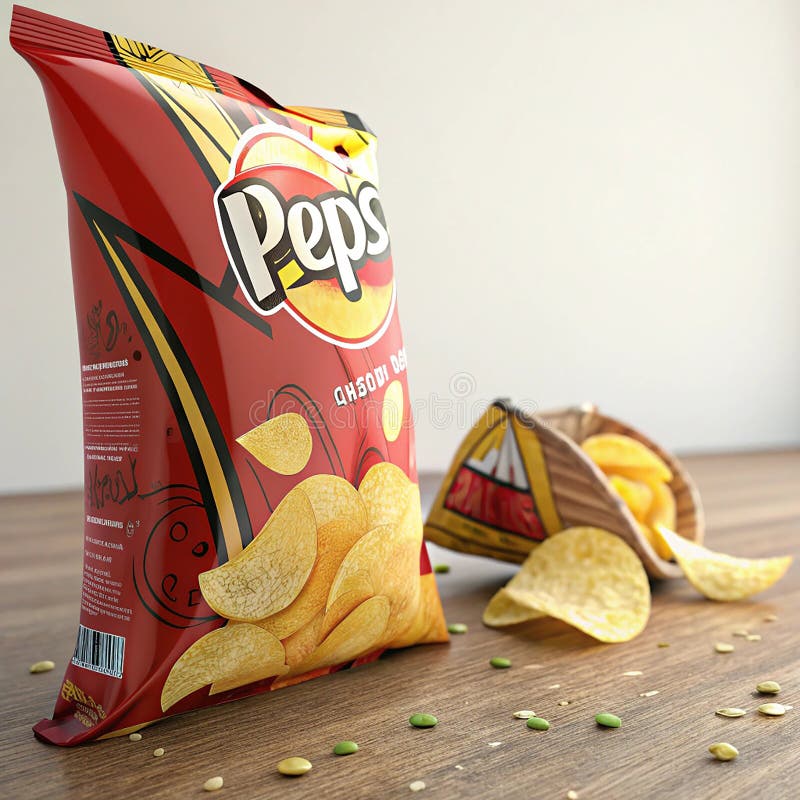 3D Angled Potato Chips Packaging Design Stock Illustration ...