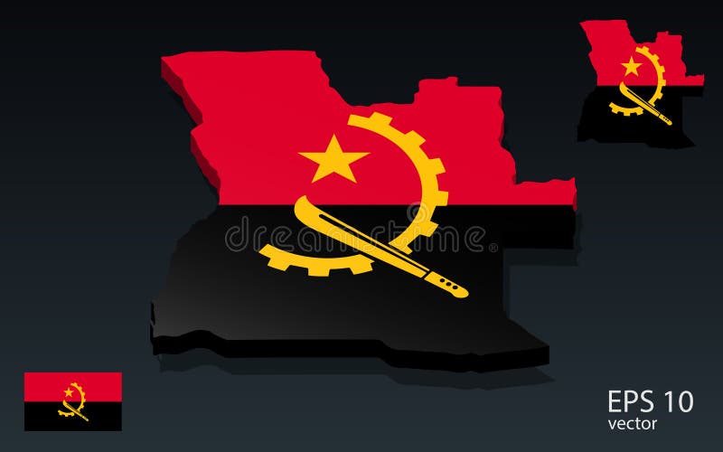 3D Angola Map and Flag . 3D Shape Design . Independence Day Concept ...