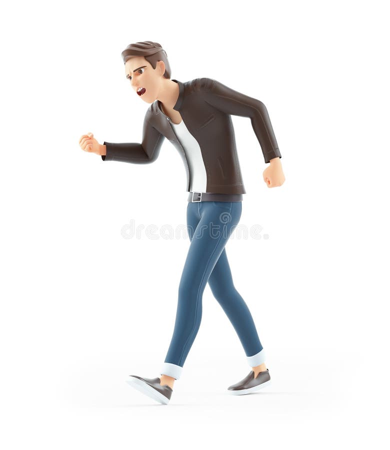 An Angry Man Walking with a Briefcase, Upset Stressed Man Vector ...