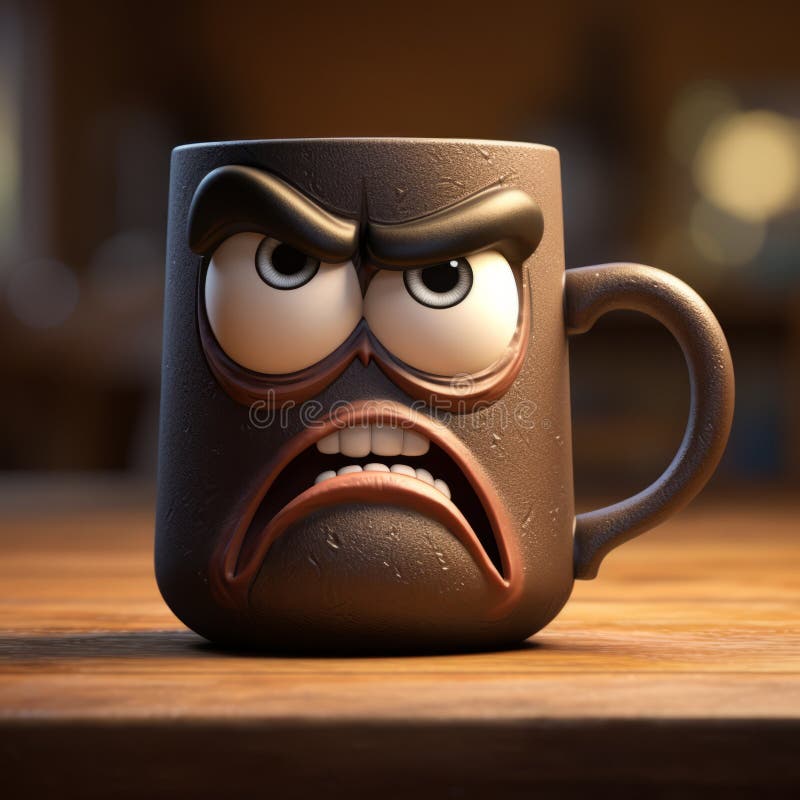 3d Angry Face Mug: Vray Tracing with Pixar Style and Intense Energy ...
