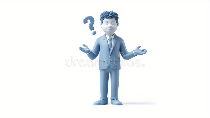 Confused Cartoon Businessman Posing Question Stock Video - Video of ...