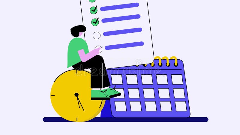 Time management animation stock video. Video of planner - 335136783