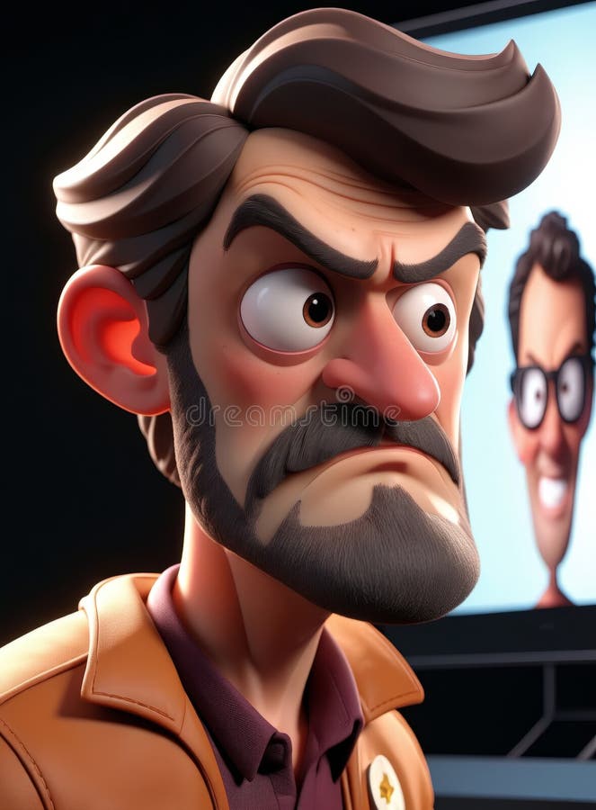 3d Animated Character with Mustache Expresses Intense Emotion in ...