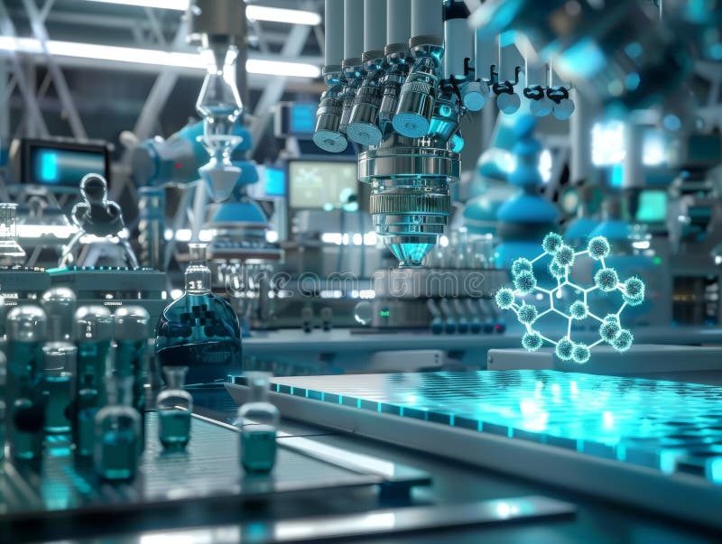 A 3D Animated Depiction of a Nanotech Laboratory Where Scientists ...