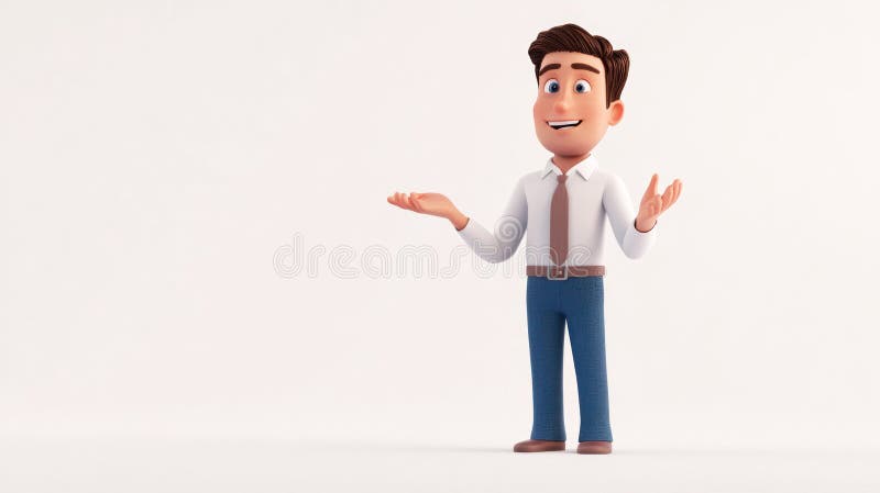 Animated 3D Leader Gesturing Towards the Direction To Go on a White ...