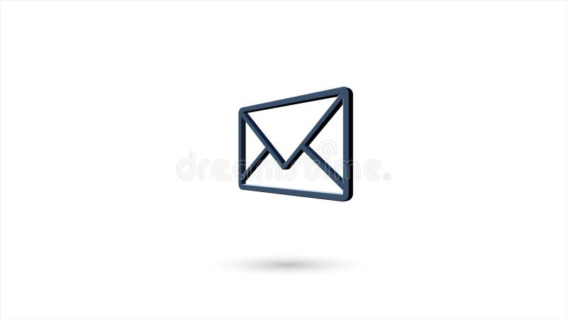 3d Animated Flat Envelope Icon with Shadow Isolated on White Background ...