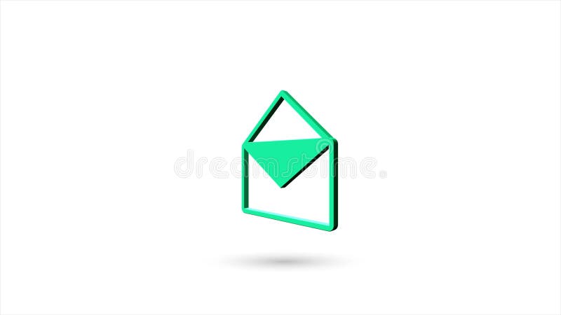 3d Animated Flat Envelope Icon with Shadow Isolated on White Background ...