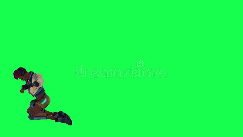 3D Animated Girl Fighting and Punching from Left Angle on Green Screen ...