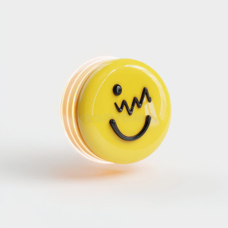 A 3D Animated Help Button Pulsing with Smiley Light Waves Stock ...