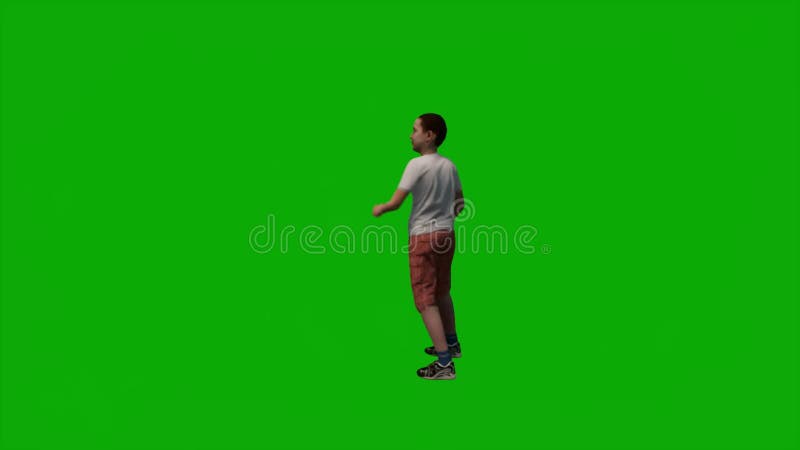 3D Animated Little Kindergarten Girl on Green Screen Playing and ...