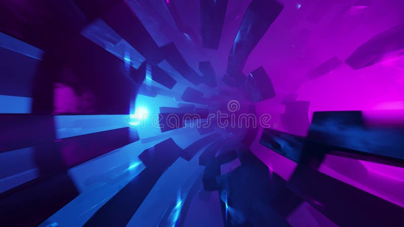 Bright Glowing Neon Lights Along Endless Tunnel, Loop Animation 3d ...