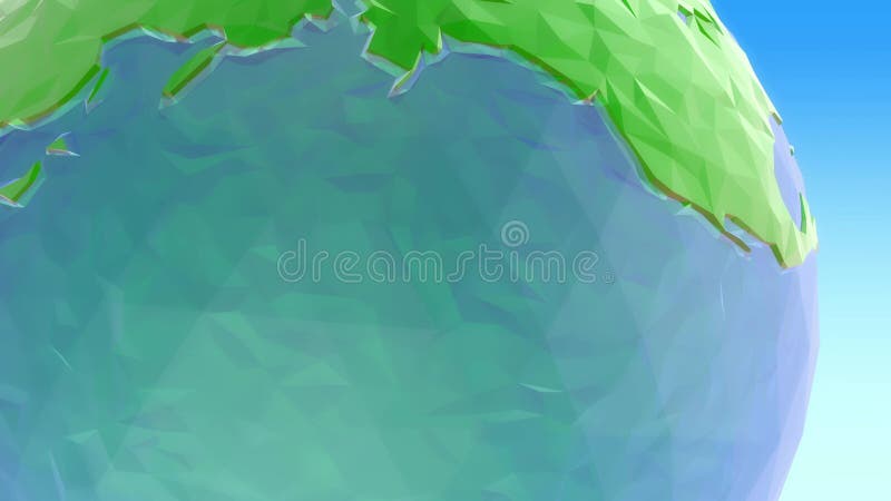 3D Animated Low Poly Earth, Vibrant Green Globe on Blue Stock Video ...