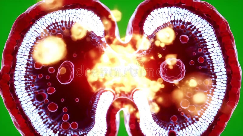 3D Animated Microscopic Cross-section of Villi with Bright Light and ...