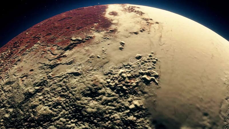 3D Animated Pluto Surface with a Mountain Area Named Sputnik Planitia ...