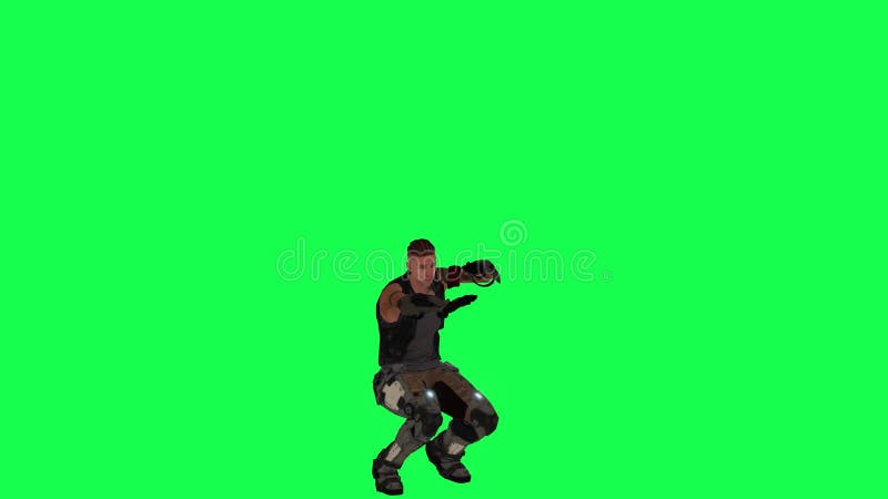 3D Animated Spy Soldier Jumping Down the Wall on Green Screen 3D People ...
