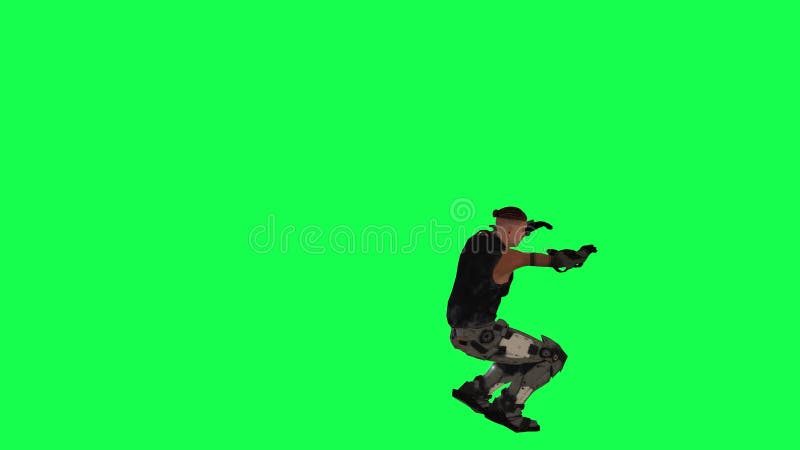 3D Animated Spy Soldier Jumping Down the Wall on Green Screen 3D People ...