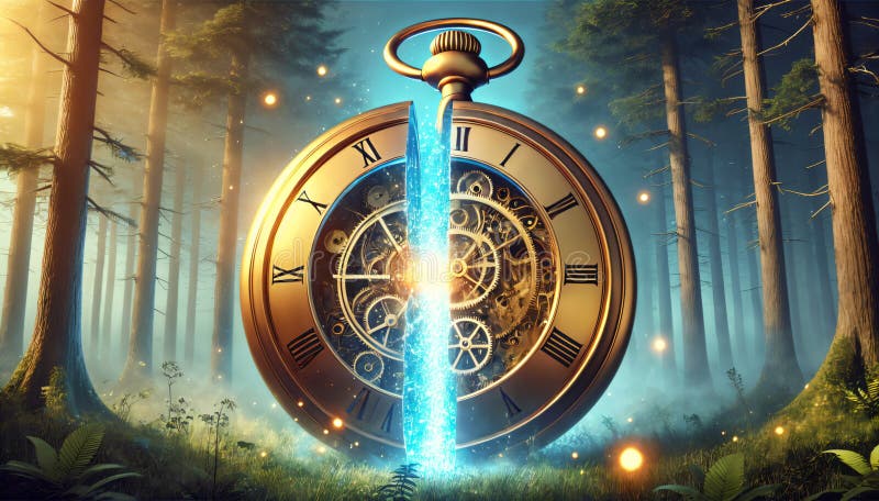 3d Animated Time Concept Image, Massive Pocket Watch Split in Half ...