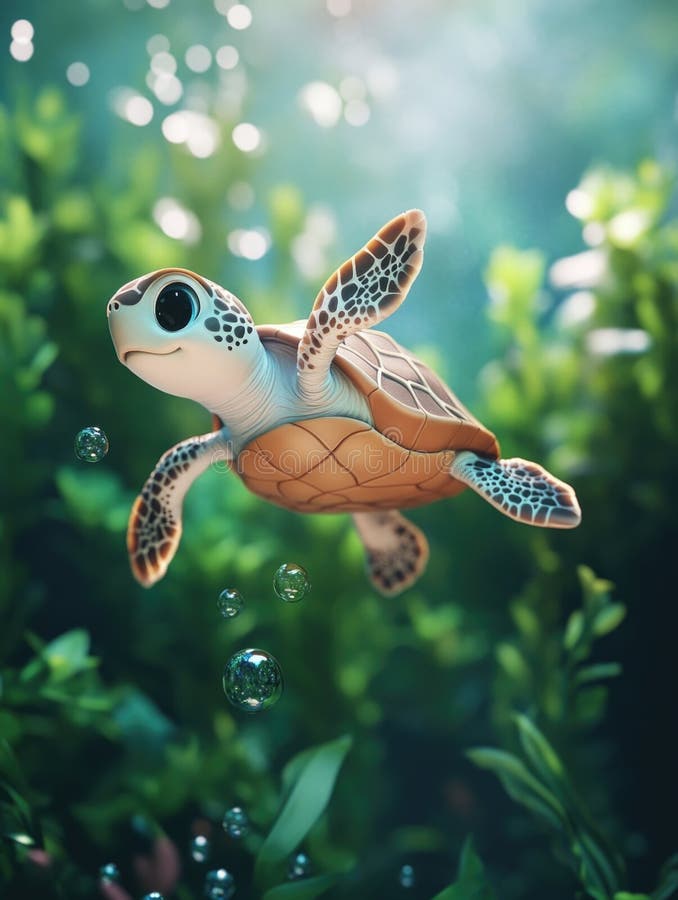 3D Animated Turtle in a Forest Stock Image - Image of forest, colors ...