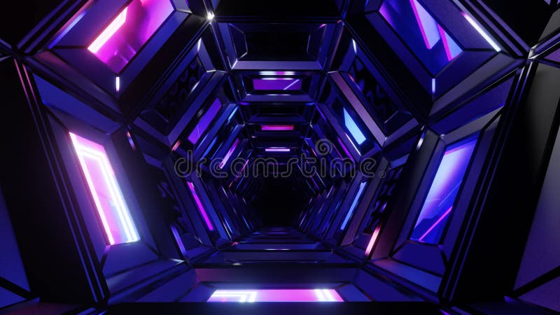 3d Animated VJ Loop of Futuristic Infinity Neon Pentagonal Tunnel - for ...