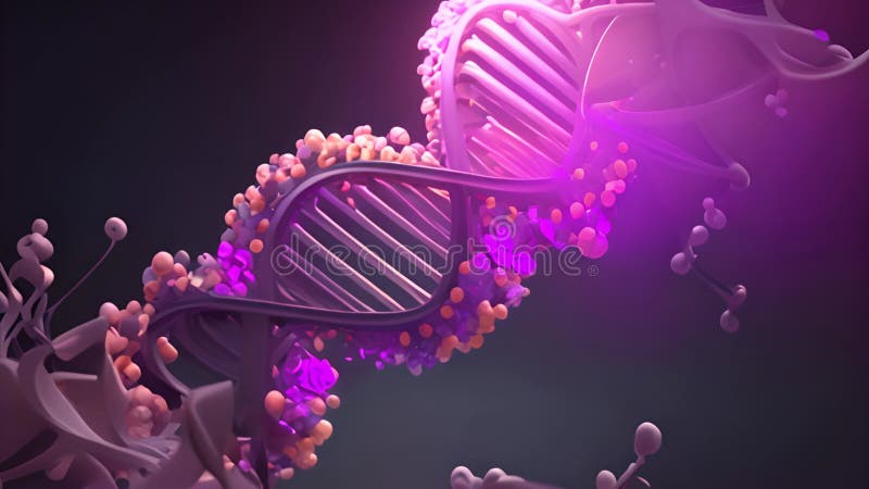 3d Animation Of Abstract Dna On Black Background Conceptual Design Of Genetic Information For