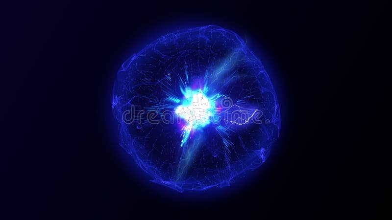 Abstract Blue Energy Ball on Black Background. Energy Appearance ...