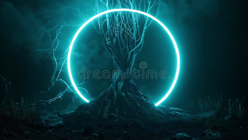 3d Animation of Abstract Roots Aglow in Neon Turquoise Light Against ...