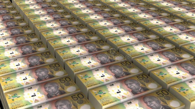 3D Animation of Australia 50 Dollars Banknotes Money Stack Seamless ...