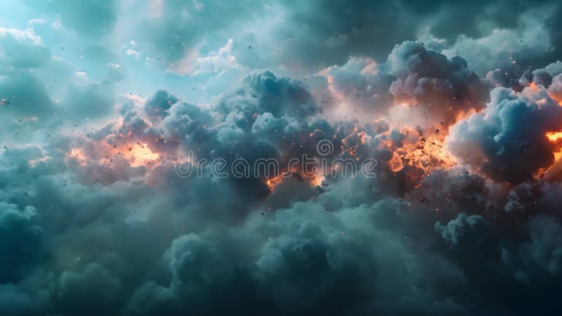 3d Animation Background of Heavy Clouds with Fire Light Inside it ...