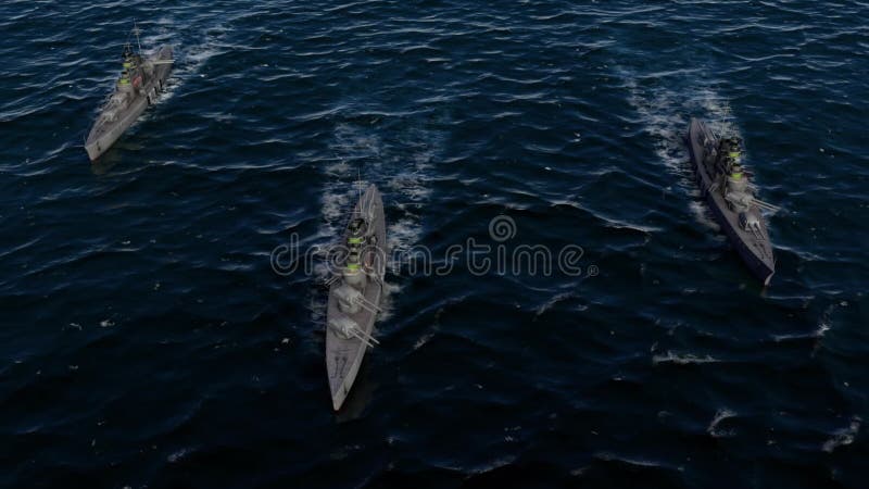 3d Animation of a Battleship Fleet in the Open Ocean at High Speed ...