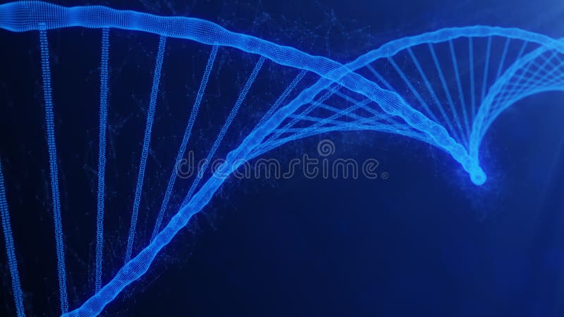 3d Animation with Blue Colored Dna Strand Rotates and Decay by the ...