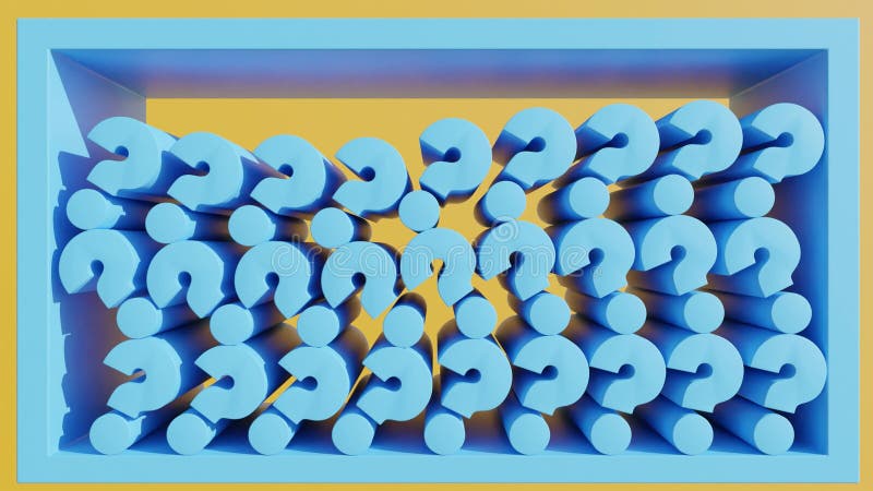 3d Animation Blue Question Marks are Falling in a Blue Box. 3d Render ... 3d Animation Blue Question Marks are Falling in a Blue Box. 3d Render ...