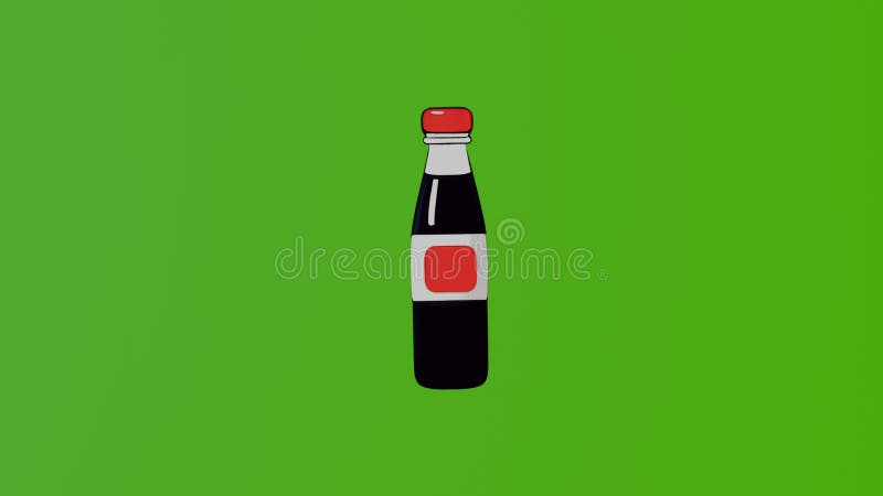 2d Animation of a Bottle Template with Black Liquid Isolated on a Green ...