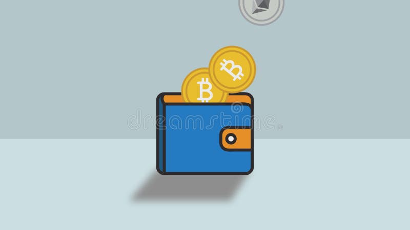 2D Animation of BTC Coins Entering the Wallet, Collecting BTC into the ...