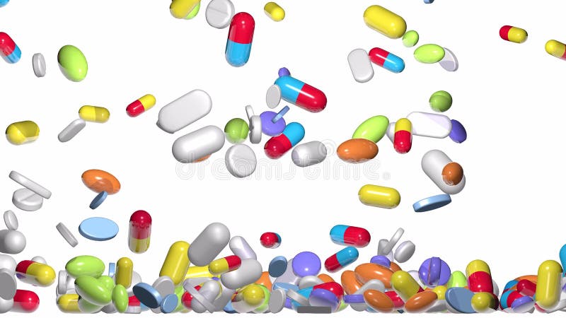 3d Animation of Capsules and Tablets Floating in the Air in Motion ...