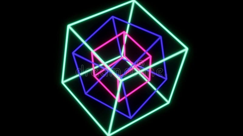 3d Animation of Colored Neon Cubes. Stock Video - Video of laser ...