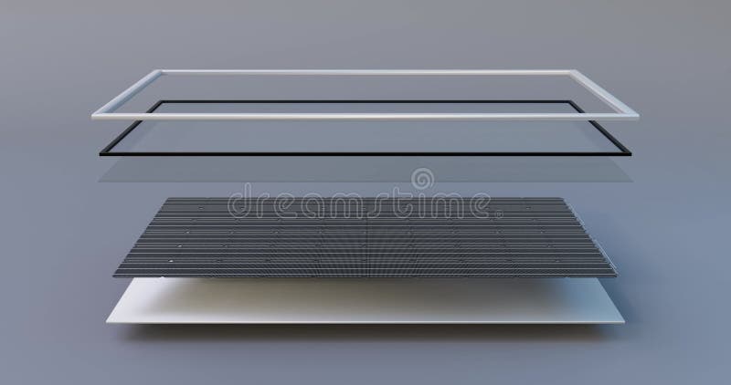 3d Animation of the Composition of the Solar Battery Side View Stock ...