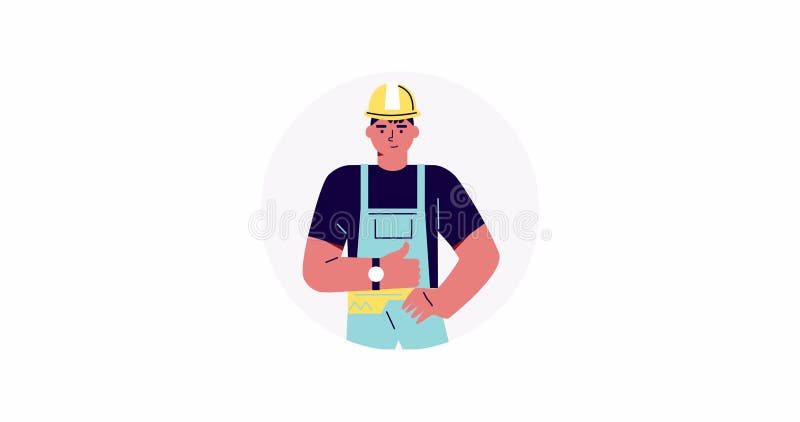 Construction Worker Operating Jackhammer 2D Animation Stock Footage ...