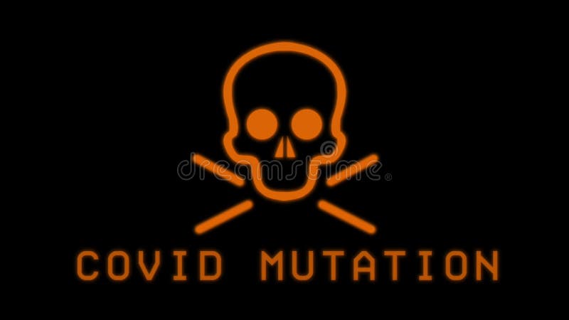 3D Animation of Covid-19 Mutation Sign with Skeleton Head on Black ...
