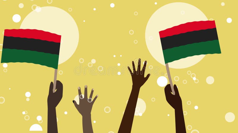 2d Animation Of Black People Waving Pan African Flags Stock Footage Video Of Congratulate