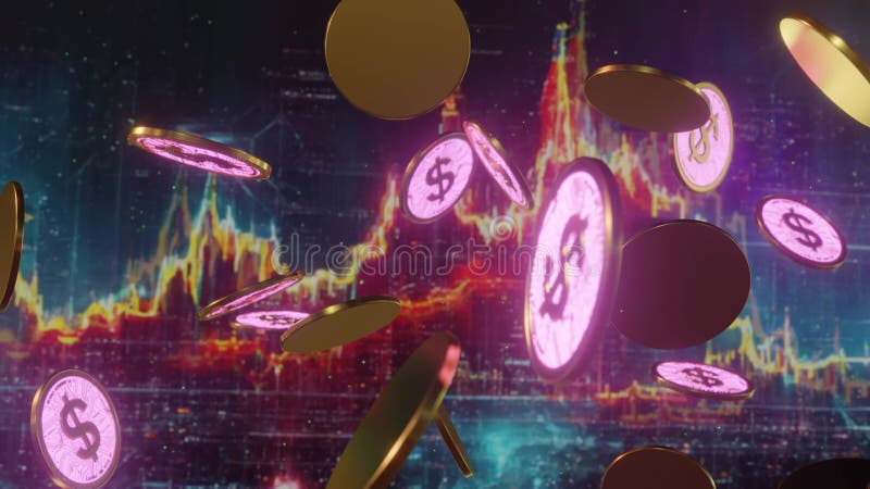 A 3D Animation of Cryptocurrencies on a Tech Background Stock Footage ...