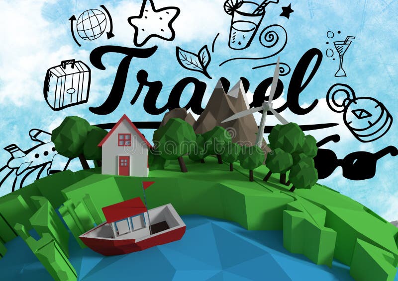 3D Animation Earth with Sky Background and Graphic about Travel Stock ...