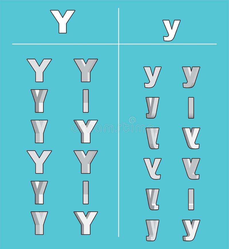 3D Animation Capital Letters Lower Case Y Stock Vector - Illustration ...